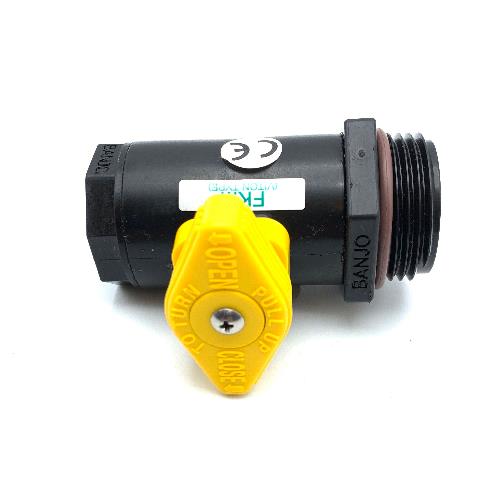 BANJO 1/2 FPT X 1 MPT MICRO VALVE W/ LOCKING HANDLE